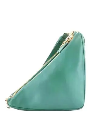 Prada Double Symbole Triangle Bag Leather And Jacquard Mini Shoulder Bag - Green