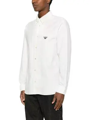Emporio Armani Logo-patch Button-fastening Shirt - Neutrals