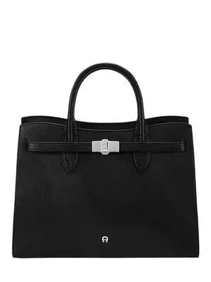 AIGNER Large Farah Logo-plaque Grained Leather Tote Bag