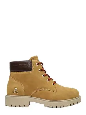 Philipp Plein Nubuck Leather Mid Boots Small Skull - Neutrals