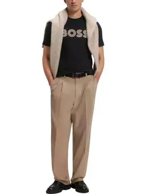 BOSS Cotton-jersey T-shirt With Logo Artwork - Black