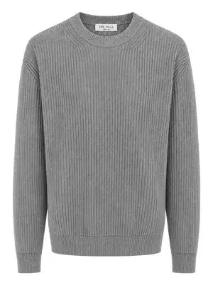 THE PULL Ribbed-knit Crew-neck Sweater - Grey