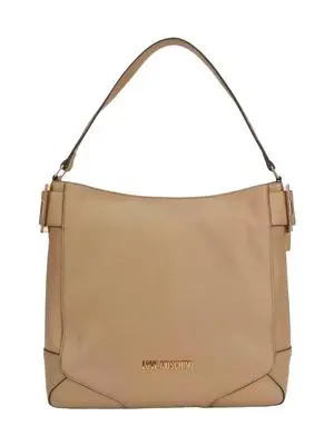 MOSCHINO Logo-plaque Pebbled-effect Shoulder Bag