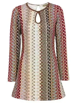 PHO FIRENZE Jacquard-knit Zigzag Mini Dress