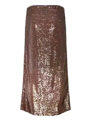 GAELLE PARIS Sequin-embellished Midi Skirt - Brown