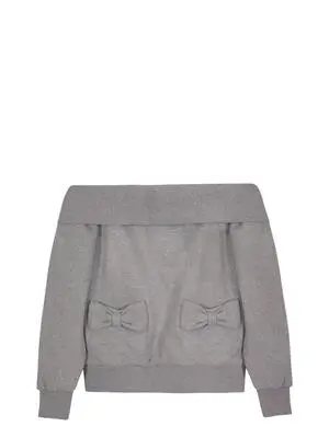 Sandy Liang Neston Bow-detail Sweatshirt - Grey
