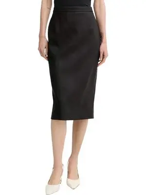 Luisa Spagnoli Timida Rear-slit Pencil Midi Skirt - Black