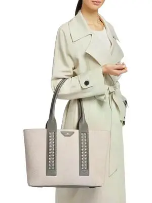 AVITEUR Cannage Canvas Tote Bag - Grey