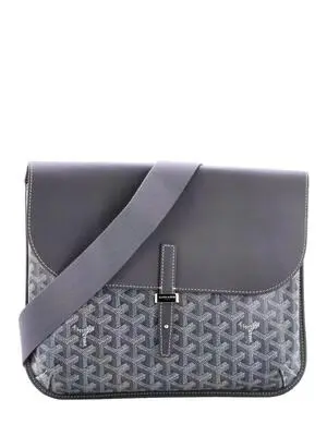 Goyard Coursier Messenger Bag Coated Canvas And Leather Crossbody Bag - Grey