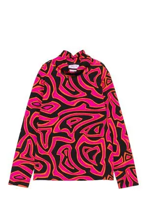 Emilio Pucci Emilio Pucci All-Over Printed High-Neck Long-Sleeve Top Fucsia