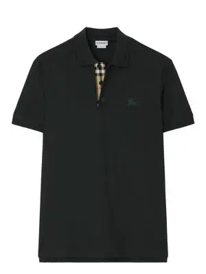 Burberry Short-sleeve Polo Shirt With Check Placket - Marsh