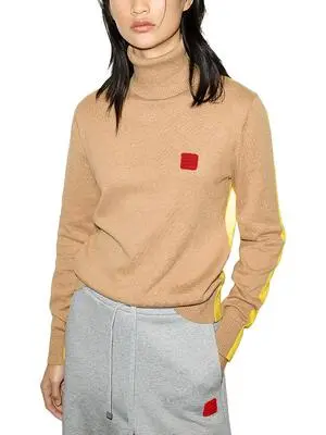 Max & Co. Quadro Cotton Blend Turtleneck Sweater - Camel