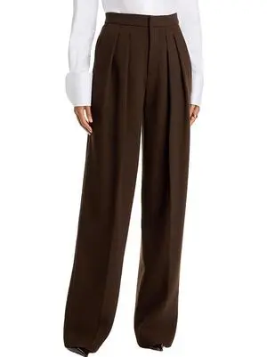 SERGIO HUDSON Wool Crepe Pleated Pants - Brown