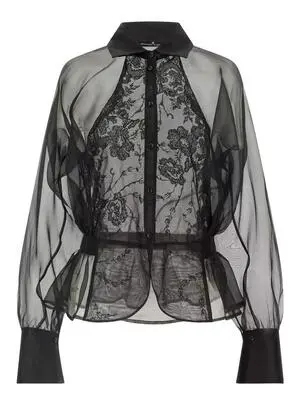 Ermanno Scervino Lace-panelled Peplum Shirt - Black