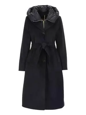 Marella Belted Hooded Coat - Blue
