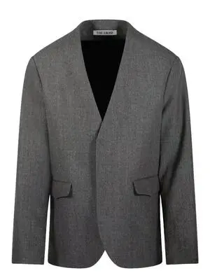 THE EROSE Collarless Virgin-wool Jacket