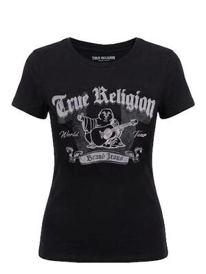 True Religion T-shirt Size Cotton, Polyester, Elastane - Black