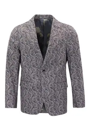 LORDS OF HARLECH Adrian Maurice Paisley Smoke Stretch Cotton Blazer - Grey