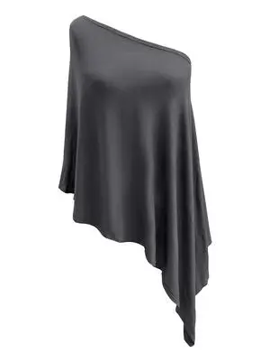 JJWINKS The Muse Top Two-piece Off-shoulder Capelet Poncho, Charcoal Rib