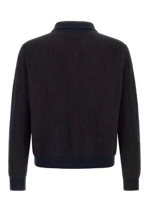 OLIVER LATTUGHI Color-block Ribbed-knit Cardigan - Blue