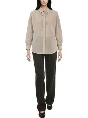 SESSUN Liza Tie-neck Shirt - Neutrals