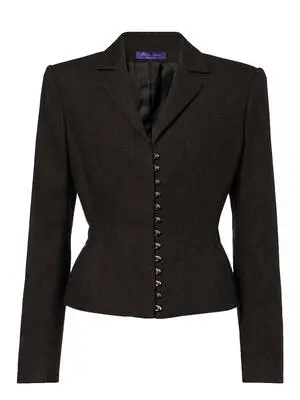 RALPH LAUREN Herringbone Peplum Virgin Wool Blazer