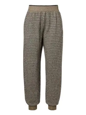 Brunello Cucinelli Houndstooth Mohair And Wool-blend Straight Pants - Brown