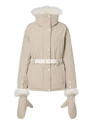 YVES SALOMON Belted Shearling-trimmed Ski Jacket - Beige