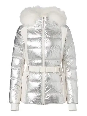 YVES SALOMON Belted Shearling-trimmed Ski Jacket - Silver