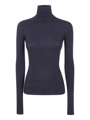 Max Mara Turtleneck Sweater Rib Wool "centro" Black