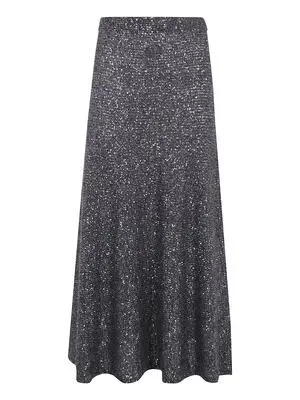 D.exterior Skirt Flared Soft Alpaca Flared Skirt - Brown