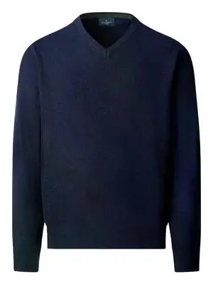 HACKETT  V-neck Elbow-patch Sweater - Blue