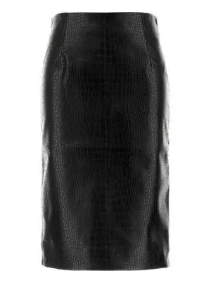 DES_PHEMMES Crocodile-effect Pencil Skirt