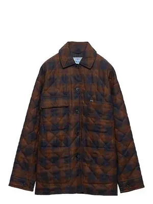 Prada Quilted Check Wool Caban Jacket - Brown