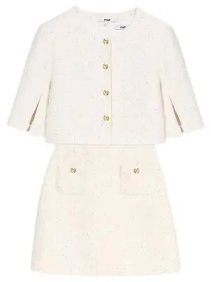 Maje Two-in-one Short-sleeve Tweed Mini Dress - Ecru