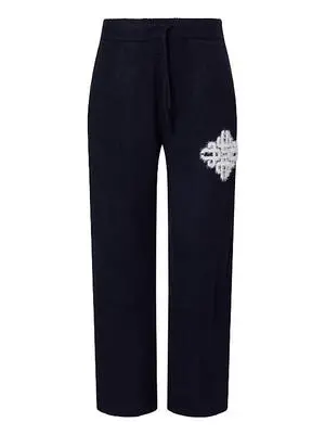THE COUTURE CLUB Fluffy Relaxed-fit Knitted Jogging Bottoms - Navy
