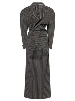 Issey Miyake Allow Stripe Woven Maxi Dress - Black