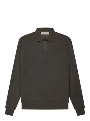 FEAR OF GOD Velour Long-sleeve Polo 'off Black'