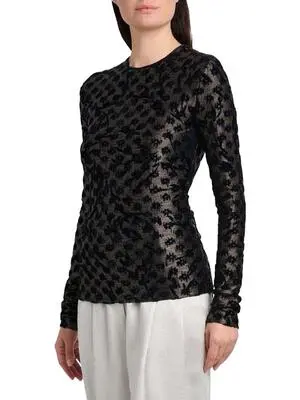 GIORGIO ARMANI Floral Metallic Burnout Long-sleeve Top
