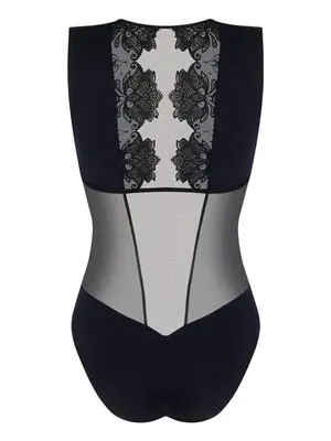 Lise Charmel Diva Glamour Embroidered Tulle Bodysuit - Noir