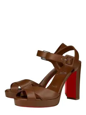 CHRISTIAN LOUBOUTIN 100mm Cora Leather Sandals - Cuoio