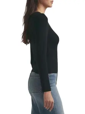 FAVORITE DAUGHTER Rib-knit Long-sleeve Top - Black
