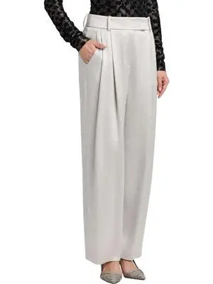 GIORGIO ARMANI Hammered Satin Pleated Straight-leg Trousers