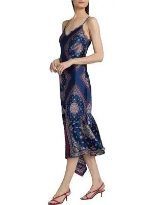 Cami Nyc Becky Printed Silk Lace-trim Midi Dress - Mariners