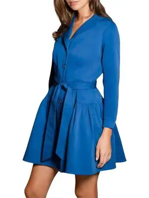 Shoshanna Emma Belted Flounce Mini Dress - Deep Blue