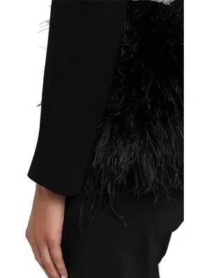Libertine Feathered Single-breasted Jacket - Black