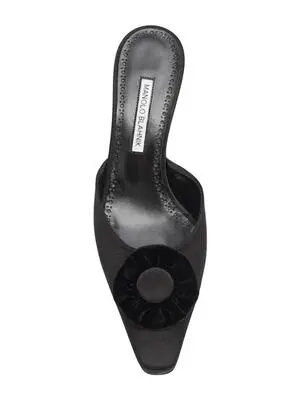 Manolo Blahnik Caulon 50mm Satin Velvet-trimmed Mules - Blck0015