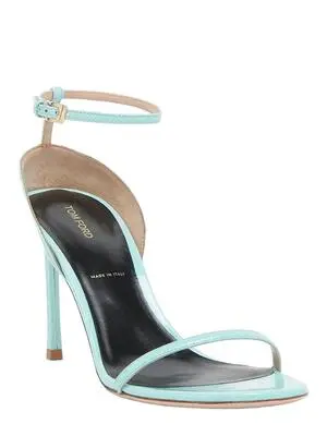 TOM FORD 105mm Patent Leather Stiletto Sandals - Ucn Aqua