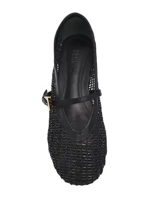 Schutz Sylvie Woven Leather Ballerina Flats Black