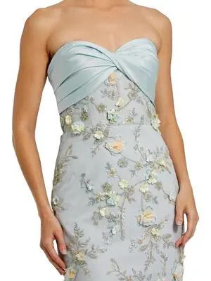 Mac Duggal Sequin-embellished Bow Column Gown - Blue